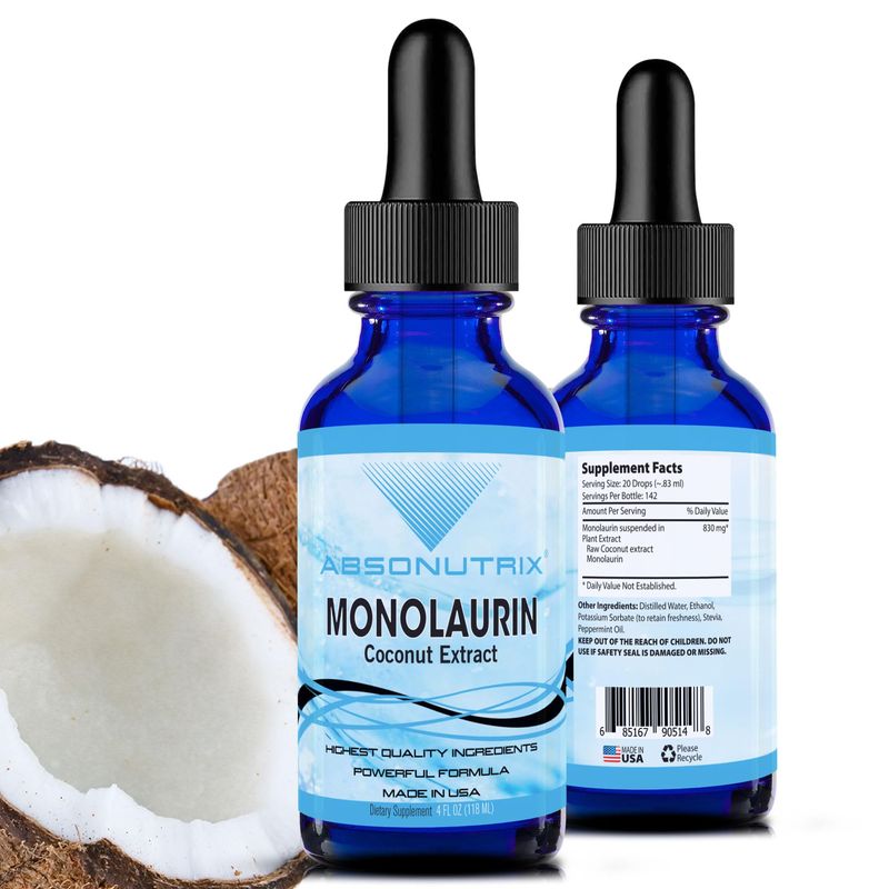Absonutrix Monolaurin Liquid Extract - 4oz Liquid, 830 mg 142 Servings ...