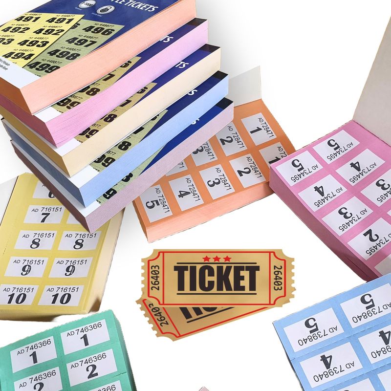 M&M PRIME 6 x Raffle tickets books 1-1000 - cloakroom tickets - Lucky ...