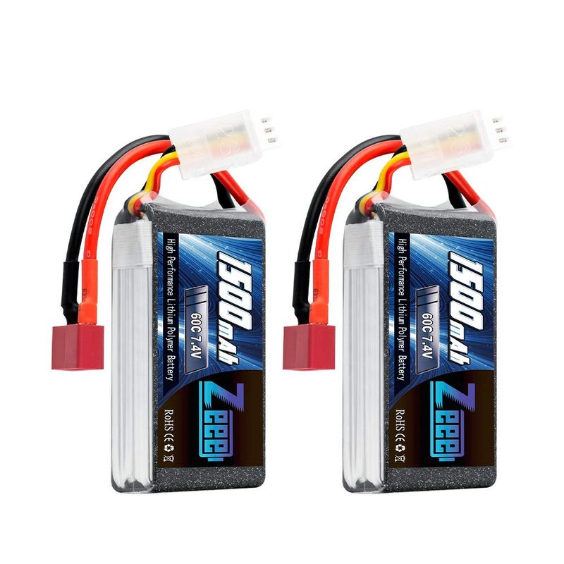 Zeee 7.4V 60C 1500mAh 2S RC Lipo Battery with Deans Plug for FPV Drone Quadcopter Helicopter ...