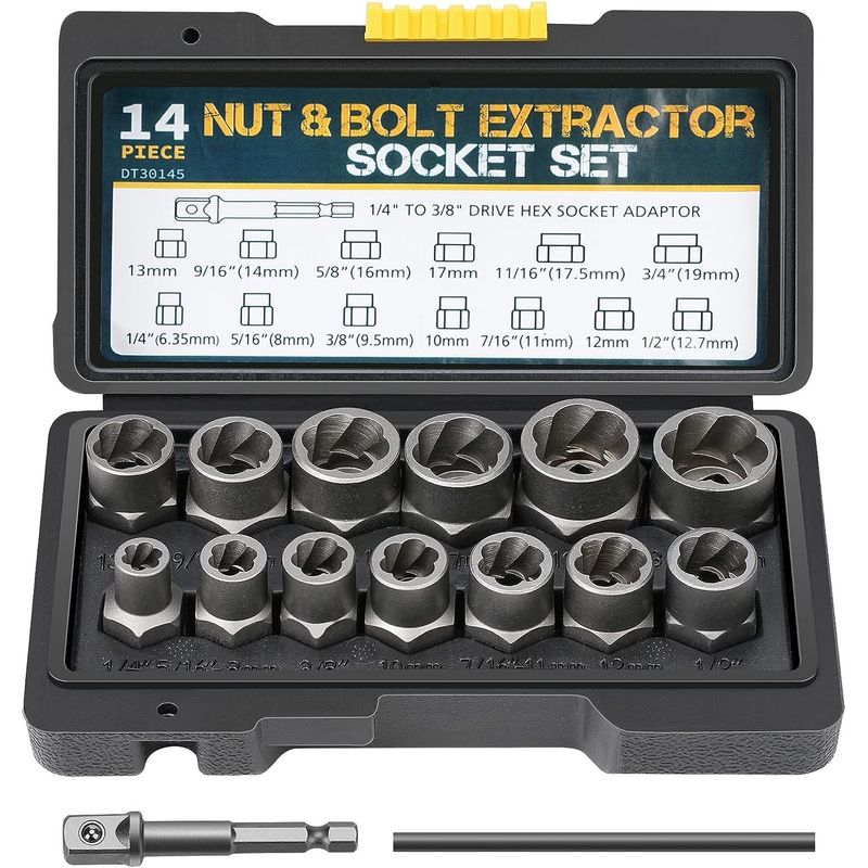 15-Piece Left Extractor Set/Nut Remover Set, Nut Extractor Set, Nut ...