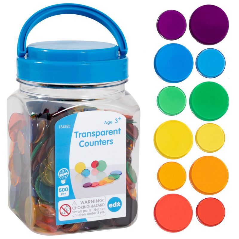 edx education Transparent Counters - Mini Jar - Colorful, Plastic ...
