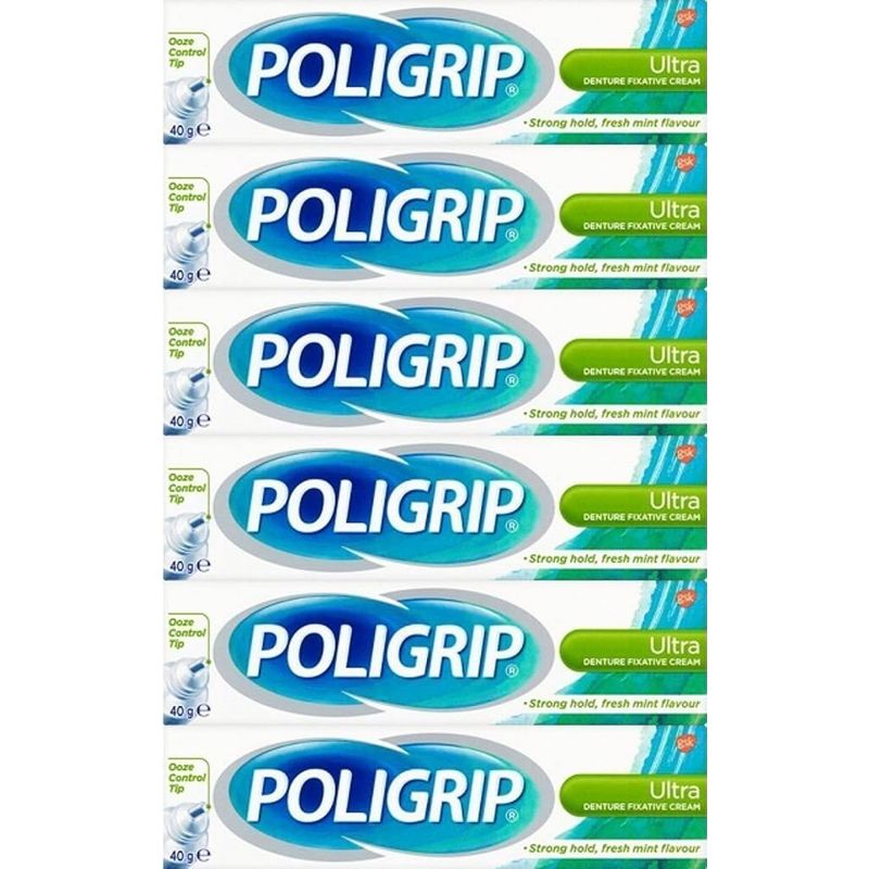 Poligrip Denture Fixative Cream Ultra 40g x 6 Packs by GSK - Online ...