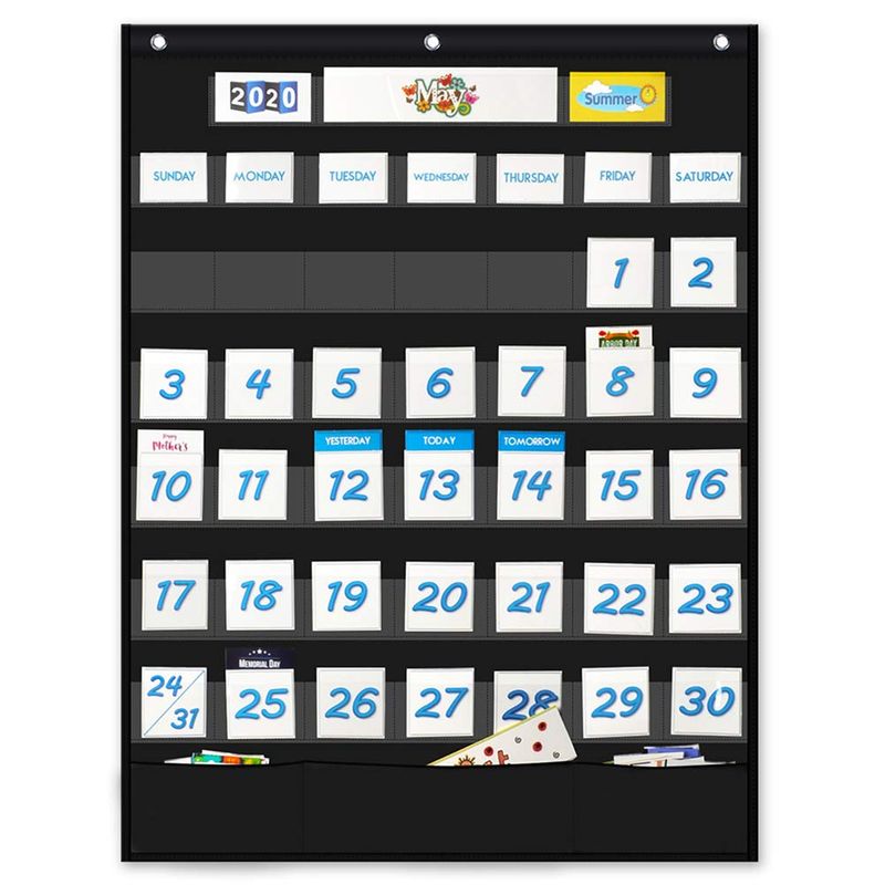 VNOM Calendar Pocket Chart Kids Calendar Learning for Preschool ...