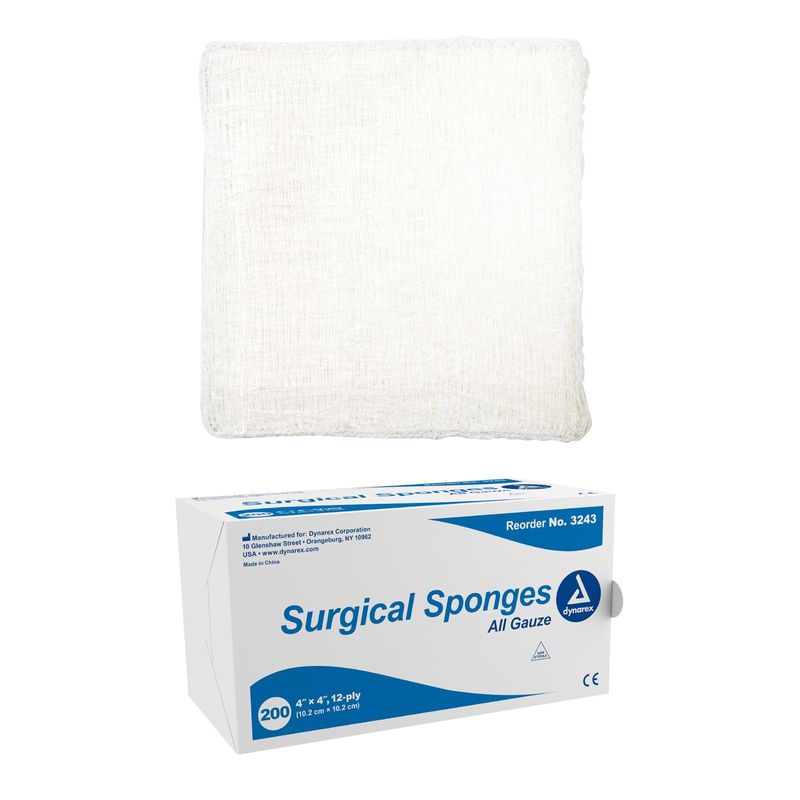 Dynarex Surgical Gauze Sponges, Non-Sterile Pads for General Cleaning ...