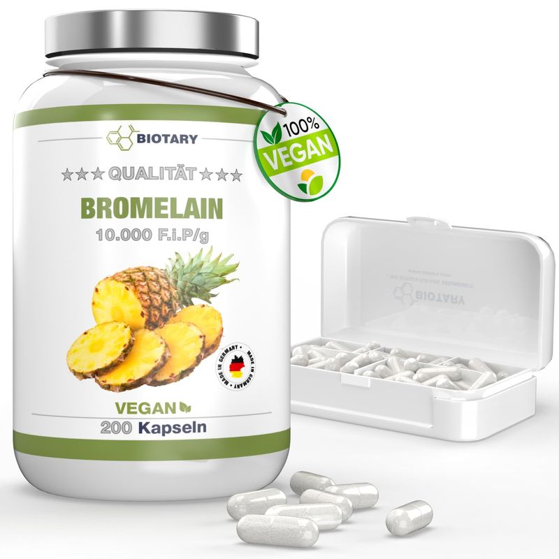 Bromelain 200 Capsules 500 mg | 10000 F.I.P/g | 5000 GDU/g | Vitamin C ...