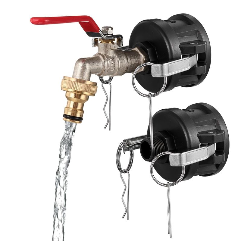 2Pcs 275 330 Gallon IBC Tote Fittings Adapter, Tank Drain Adapter with ...