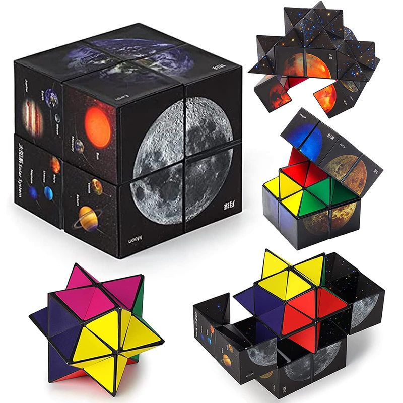 Star Magic Cube 2 in 1 - Magic Star Cubes with Starry Sky, 3D Puzzle Cube, Decompression Toy for ...