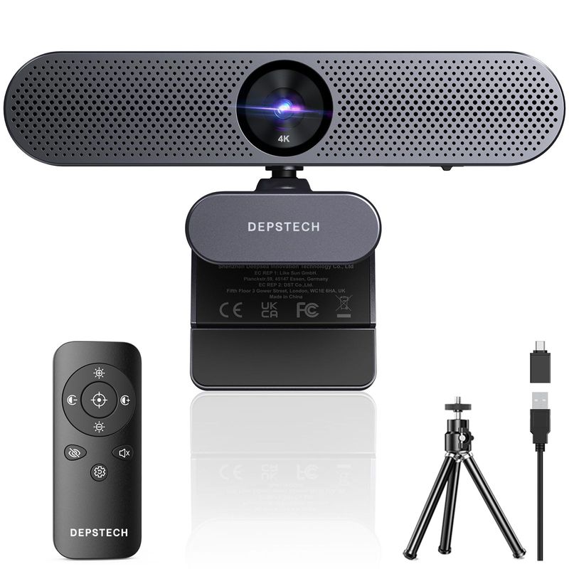 DEPSTECH DW50 4K Webcam, Ultra HD Webcam for PC with Sony Sensor, Noise Canceling Dual Mics ...