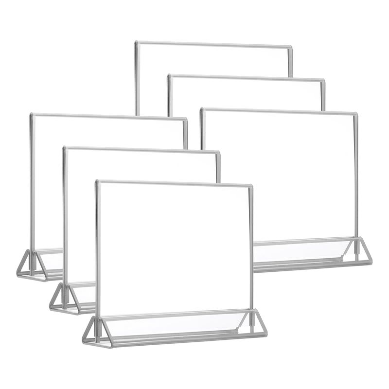 PATIKIL 4x6 Inch Clear Acrylic Sign Holder, 6 Packs Table Menu Stands ...