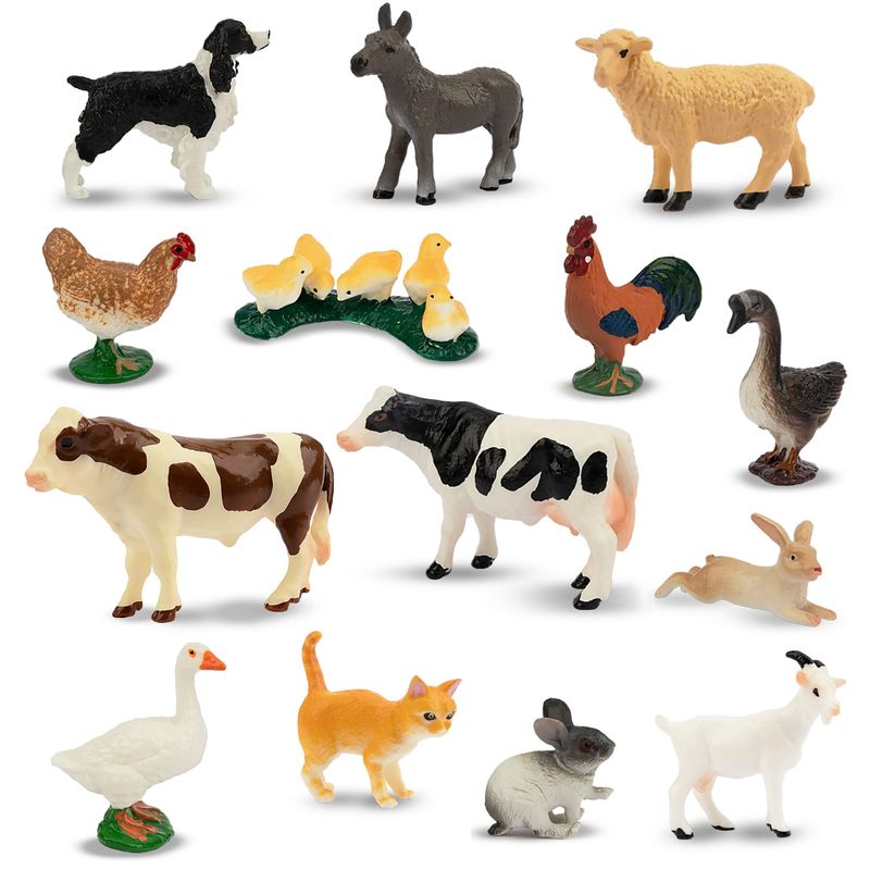 TOYMANY 14PCS Mini Farm Animal Figures Set Mini Animal Figures ...