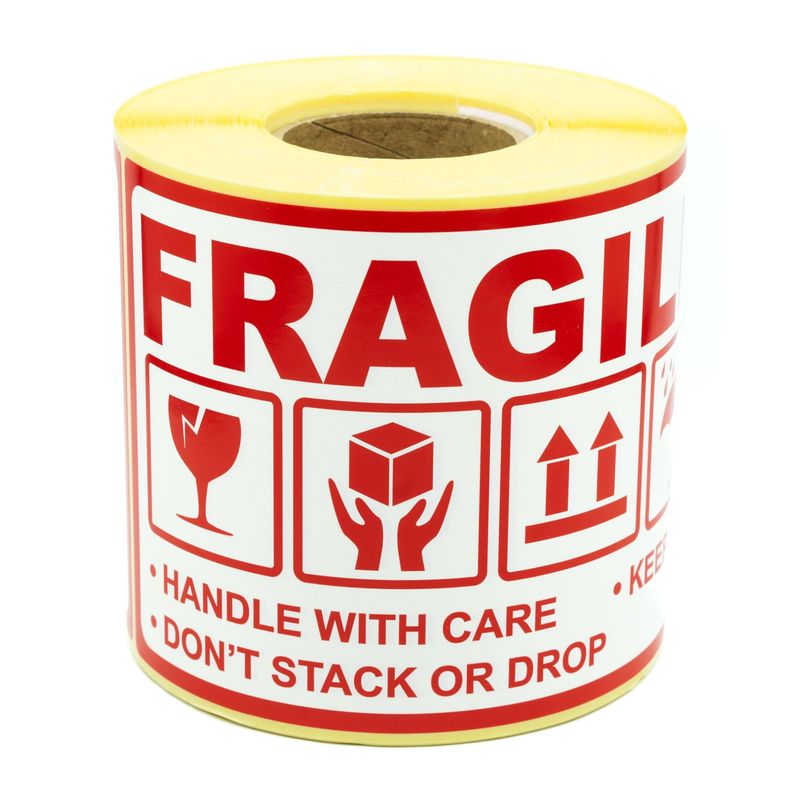 MD Labels Warning Labels on Roll 90 x 150 mm - Pack of 300 Fragile ...