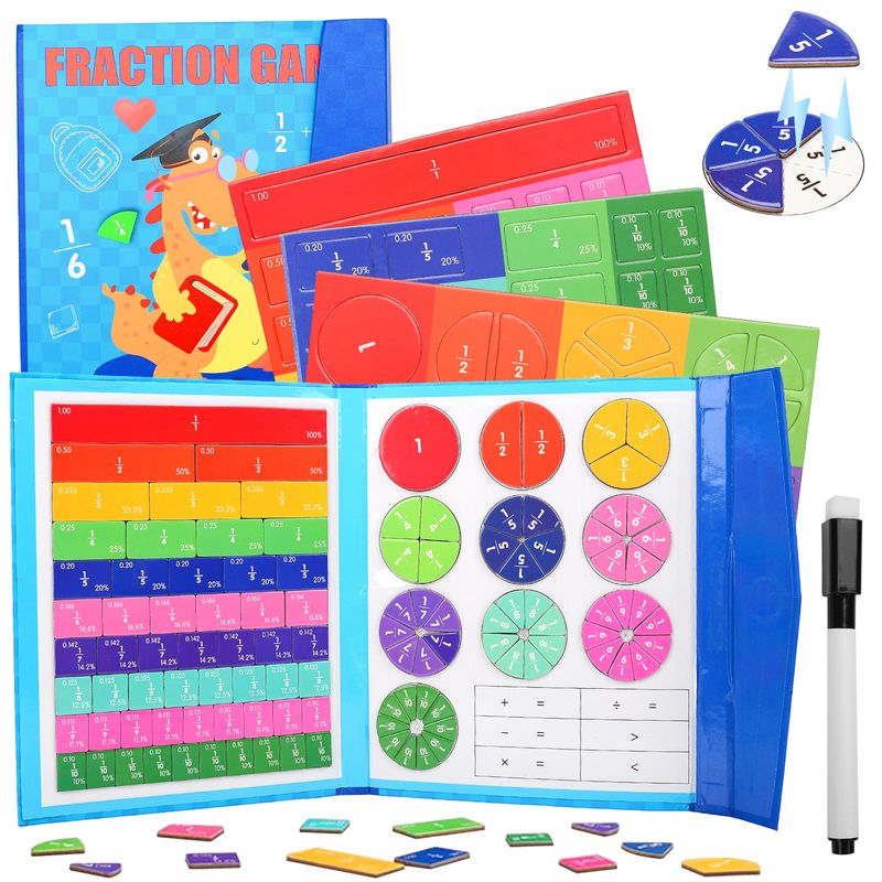 Fractions Resources for Children, Magnetic Book Maths Games, Montessori ...