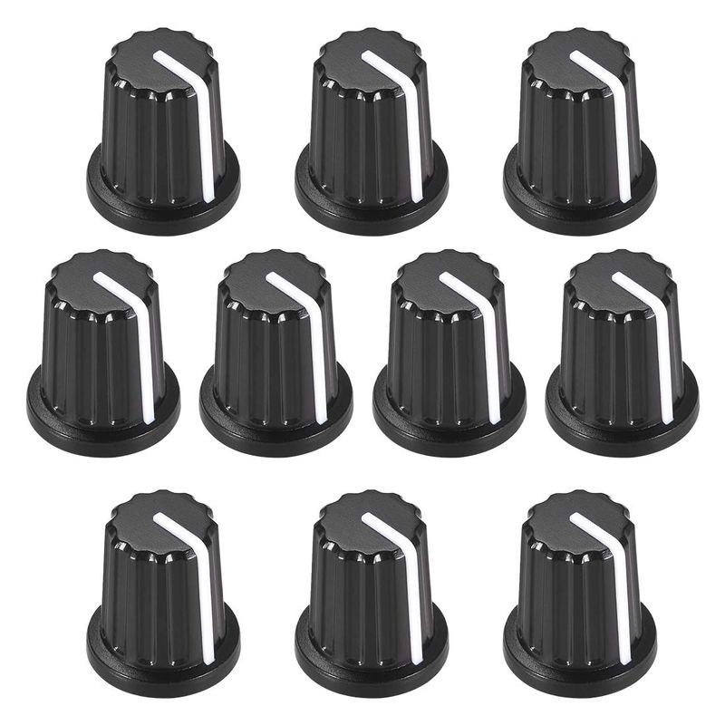uxcell Potentiometer Knobs, Plastic, Black, 0.2 inch (6 mm) Shaft Hole Diameter, D Type, Guitar ...