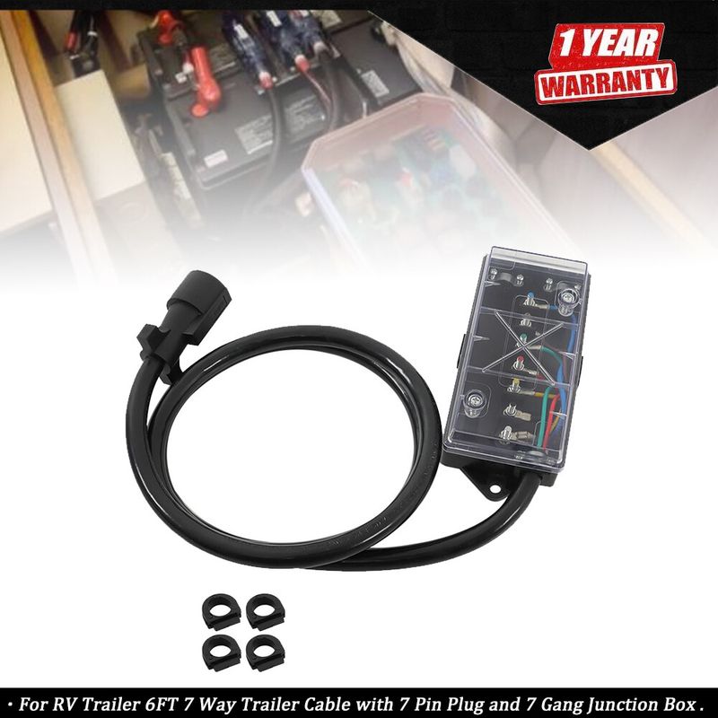 For RV Trailer 6FT 7 Way Trailer Cable with 7 Pin Plug and 7 Gang ...