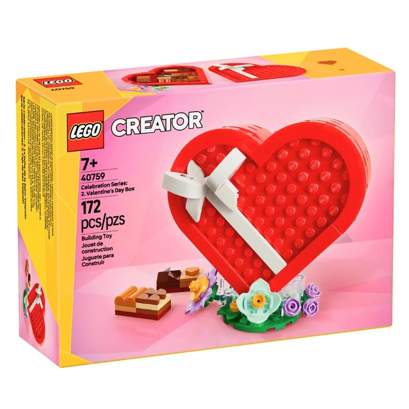 LEGO Creator Valentine's Day Box, Heart-Shaped with Flowers, 172 Pieces ...