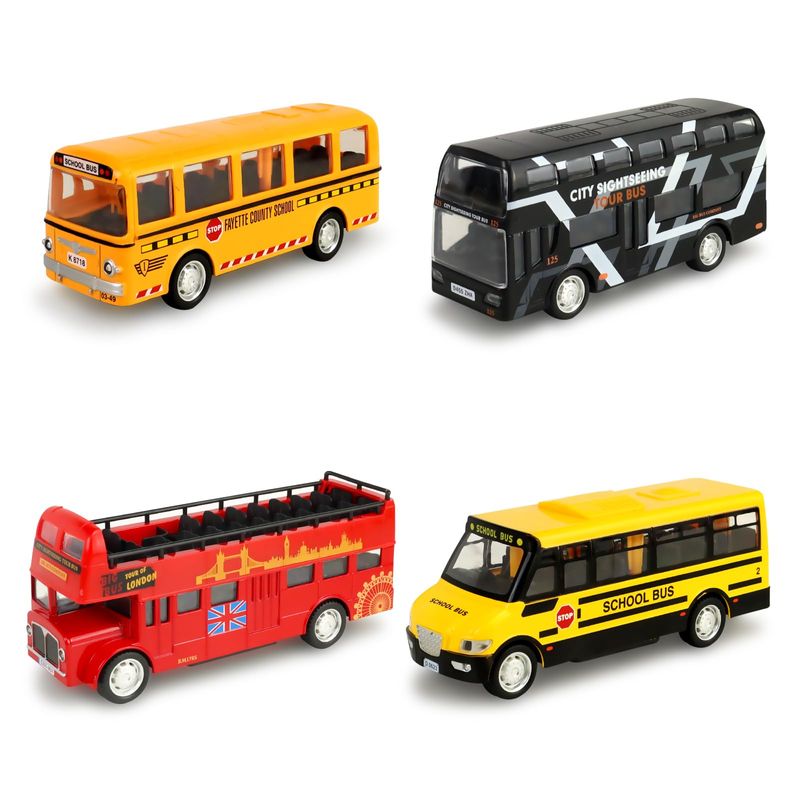 CORPER TOYS Bus Toys Die Cast Metal Toy Cars Pull Back School Bus ...