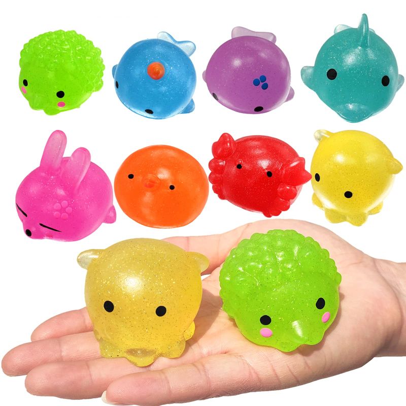 Ganjiang 8 Pack Jumbo Glitter Mochi Squishy Toys Animals Squishy Stress ...