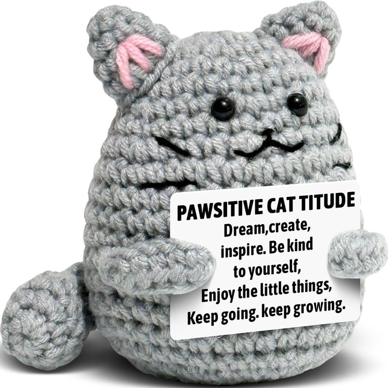 VKYN Inspirational Crochet Positive Cat Graduation Christmas Birthday ...