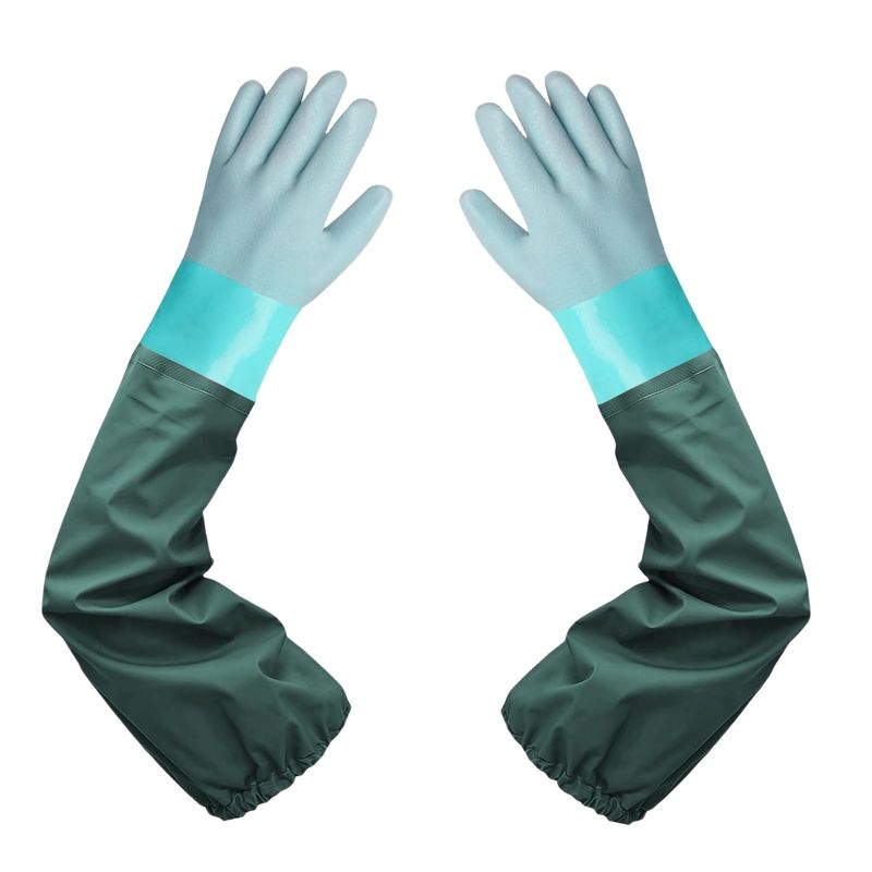 MIN-XL Pond Gloves, Extra-Long Waterproof Rubber Gloves, Resist Acid ...