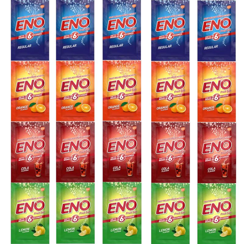 Eno Fruit Salt Antacid- 5g Sachets- Variety Pack - Regular x 5, Lemon x ...