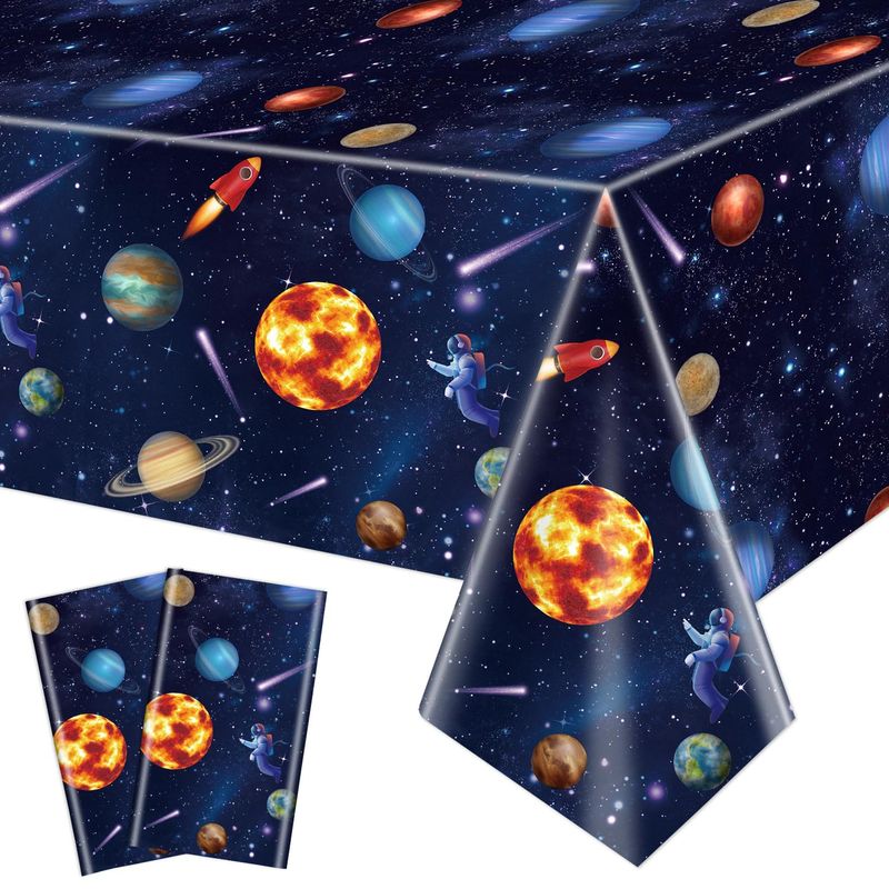 2 Pack Outer Space Party Tablecloths, Solar System Table Covers, 51x87 ...