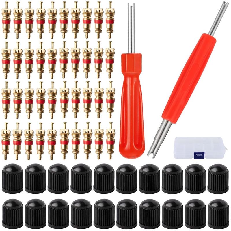 Tire Valve Core Tire Repair Tool Valve Core Spool Tool 62 Piece Set ...