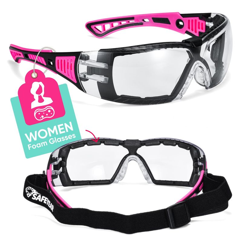 SAFEYEAR Anti-fog Ladies Pink Safety Glasses - SG010 EN166 Wraparound ...
