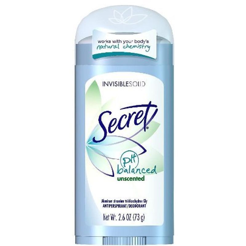 Secret Invisible Solid Antiperspirant Deodorant, White, Unscented, 2.6 ...