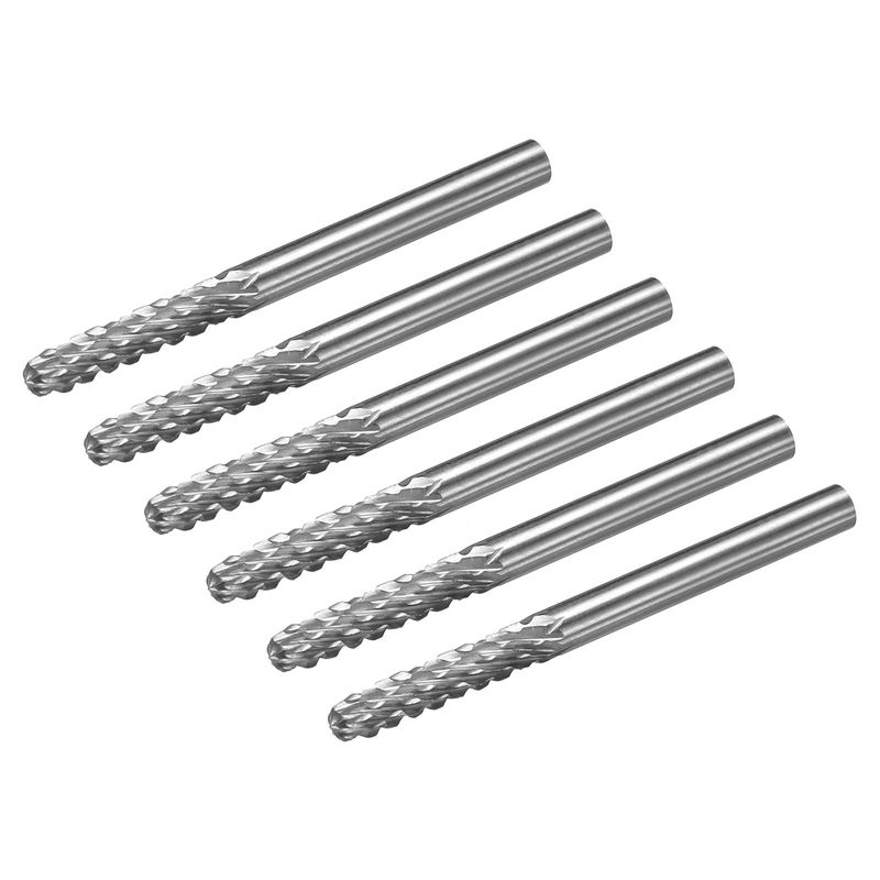 uxcell Tungsten Carbide Rotary File 1/8" Shank Double Cut Cylindrical ...