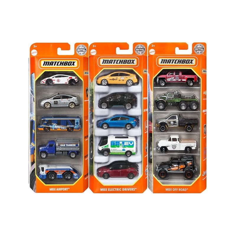 Matchbox Set of 15 Toy Cars and Trucks with 3 Themed 5-Packs of 1:64 ...