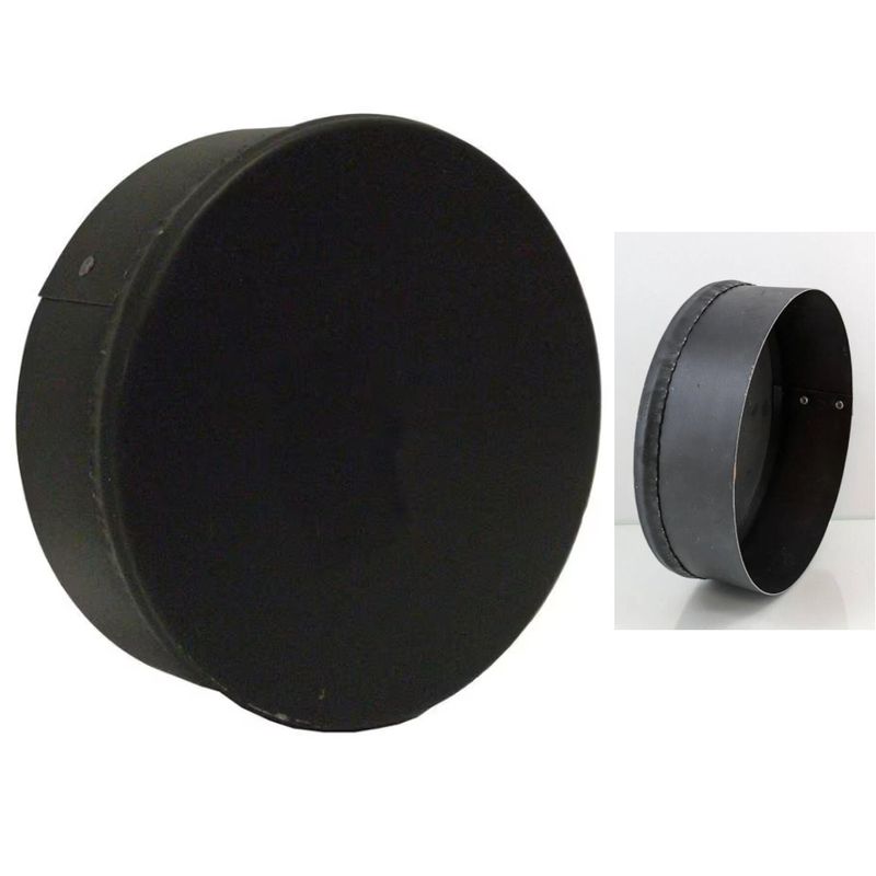 6" Round Black Stove Pipe Duct Cap Single Wall Steel 24-Gauge ...
