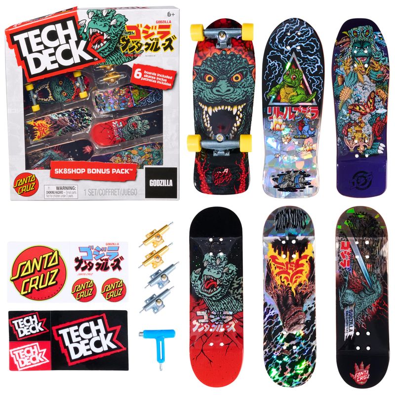 TECH DECK, Godzilla Sk8shop Fingerboard Bonus Pack, Collectible and ...