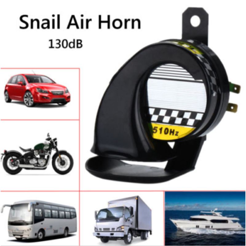 130dB Loud Motorcycle Truck Car Snail Air Horn 12V Waterproof-Black ...