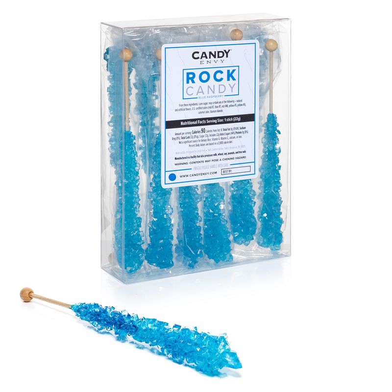 Blue Rock Candy Crystal Sticks - Blue Raspberry Flavored - 12 Indiv ...