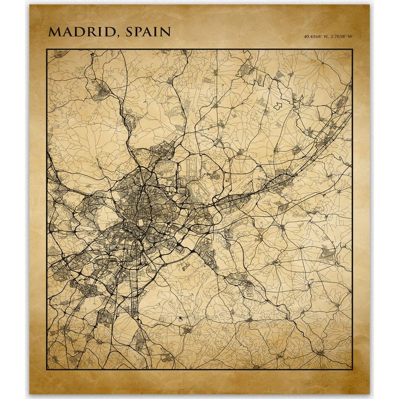 Madrid Map - Madrid Spain Map Poster Print/Spain City Prints Artwork ...
