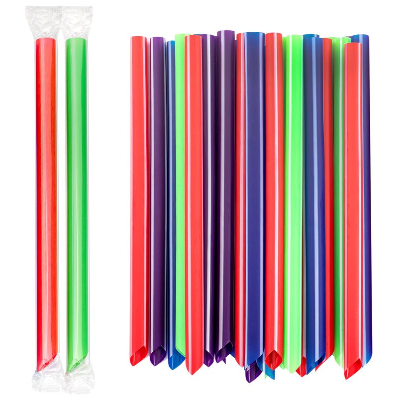 Fit Meal Prep 500 Pack Plastic Large Smoothie Straws 8", Individually ...