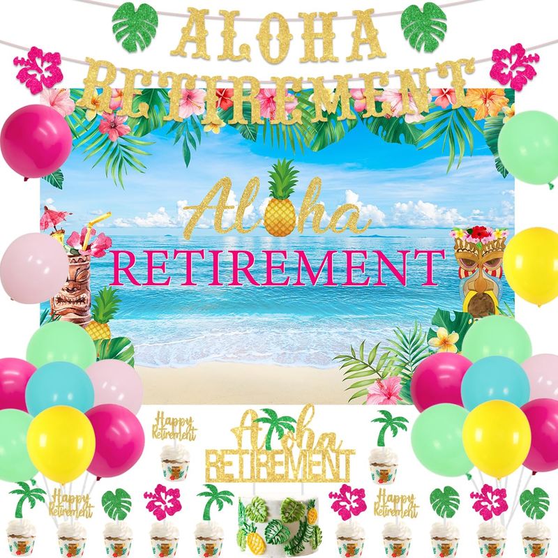 Tropical Retirement Party Decorations, Hawaiian Flamingo Summer Beach ...