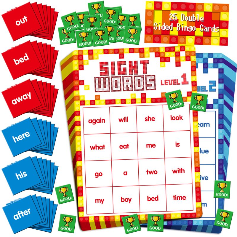 Sight Word Bingo Game, 144 Sight Words Learn to Read Level 1 & Level 2 ...