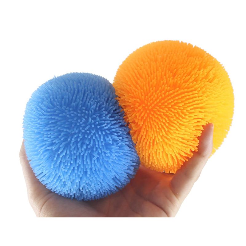 Set of 2 Hairy Puffer Soft Doh Filled Stretch Ball with Shaggy Skin ...