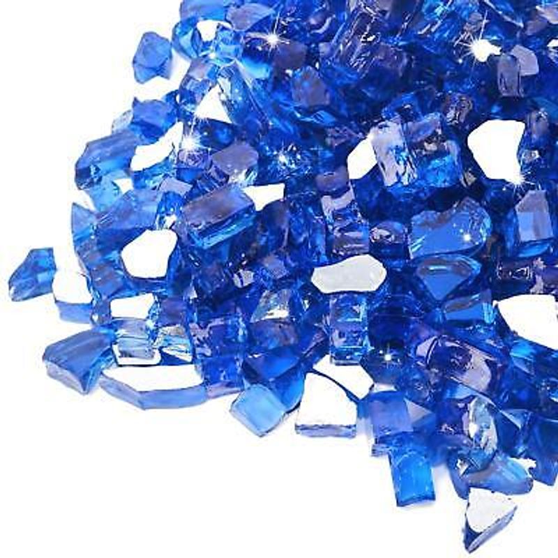10 lbs Fire Glass Rocks for Propane FirePit 1/2-Inch Reflective Cobalt ...