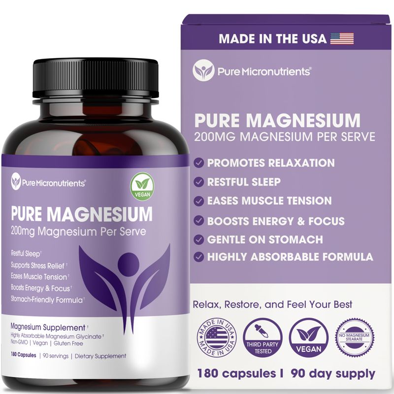 Pure Magnesium Glycinate Supplement – Highly Absorbable Chelated ...