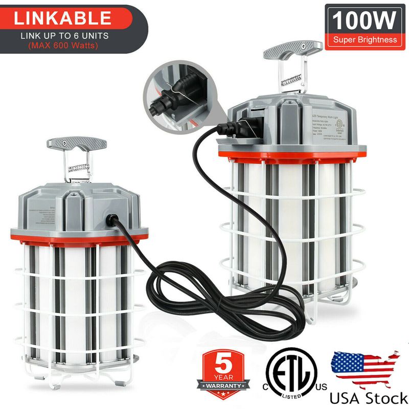100W LED Temporary Work Light Fixture 100-277VAC Linkable Construction ...