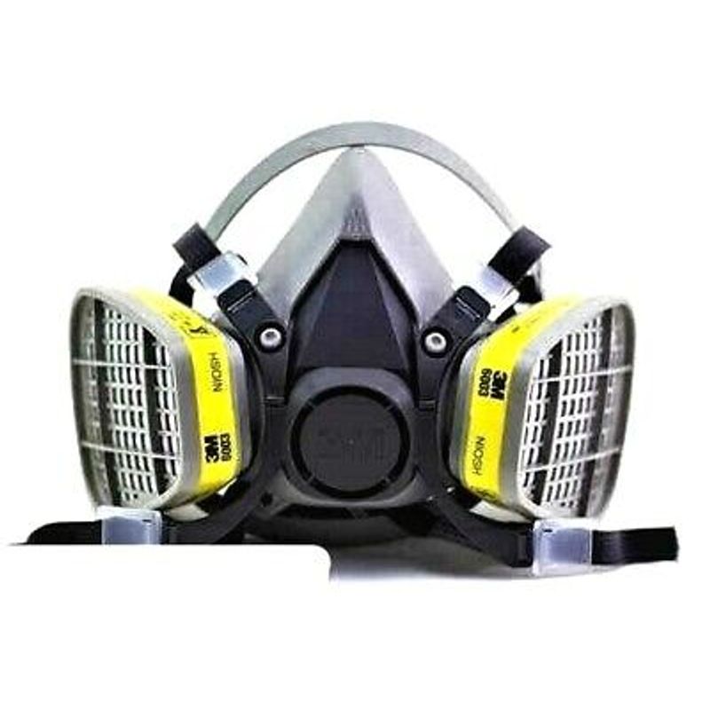 3M 6100 Half Face Mask Respirator & 2- 6003 Organic Vapor Acid Gas ...