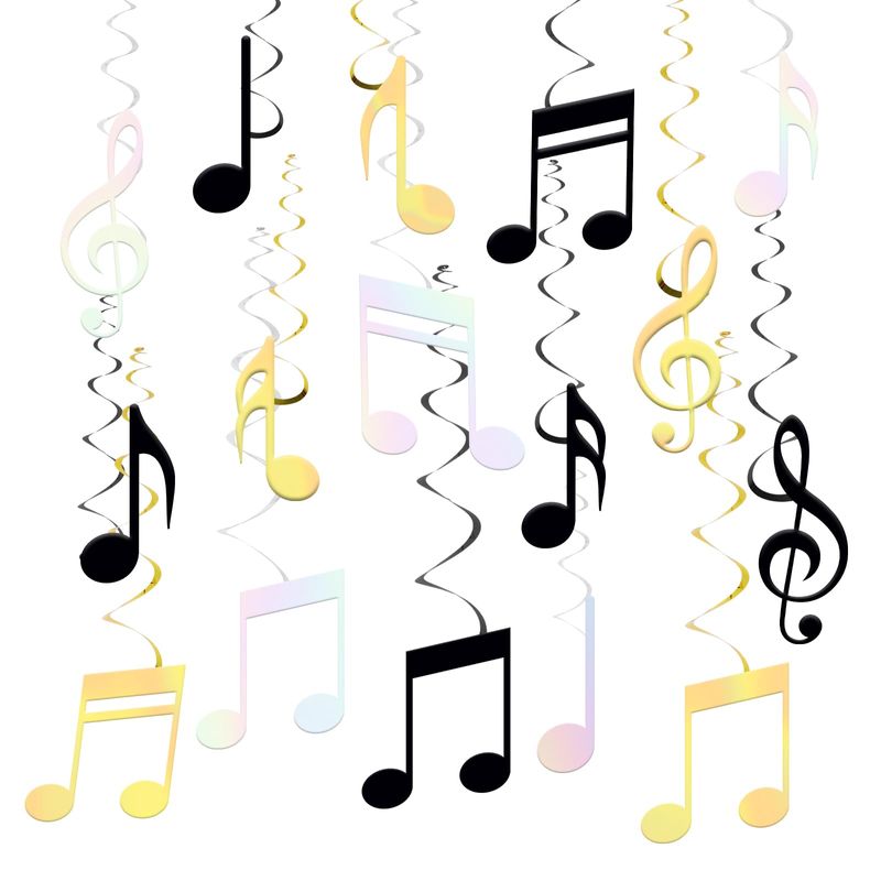 AnyDesign 36Pcs Music Note Hanging Swirls Black Gold Silver Musical ...