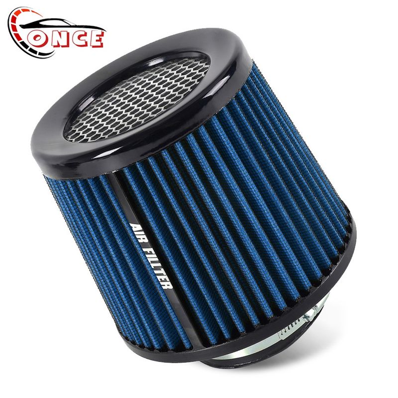 Blue 3" 76mm High Flow Inlet Cold Air Intake Cone Replacement Dry Air ...