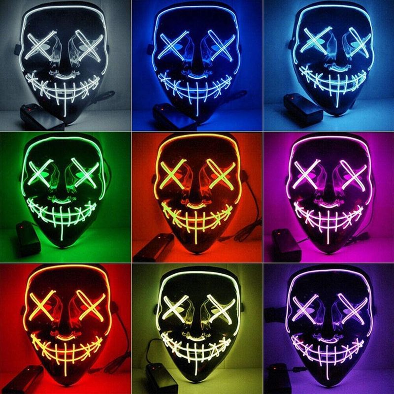 Kayan Halloween Mask, LED Purge Mask, LED Light up Mask, Scary mask ...