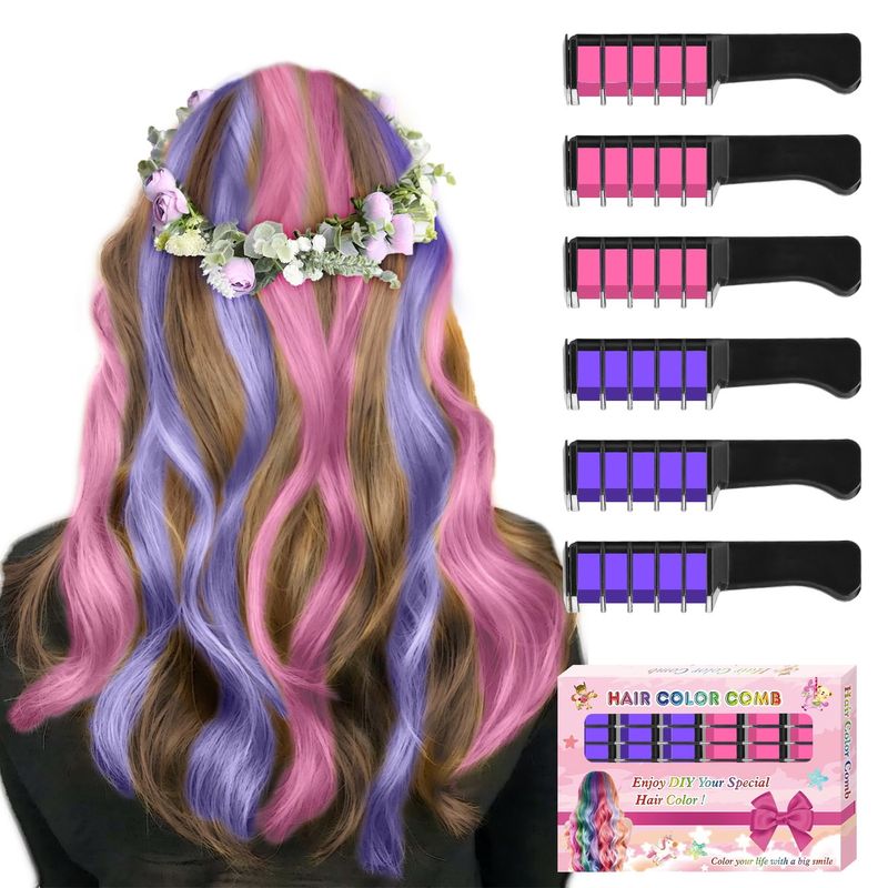 Hair Chalk for Girls -New Hair Chalk Comb Temporary Bright Washable ...