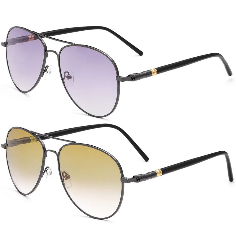 2 Pairs Bifocal Vintage Invisible Reading Sunglasses UV400 Protection ...