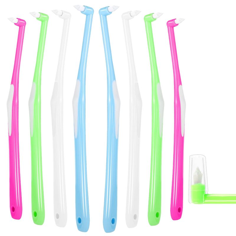 8 Pcs Interspace Toothbrush, Soft Single Tufted Toothbrush with Cover ...