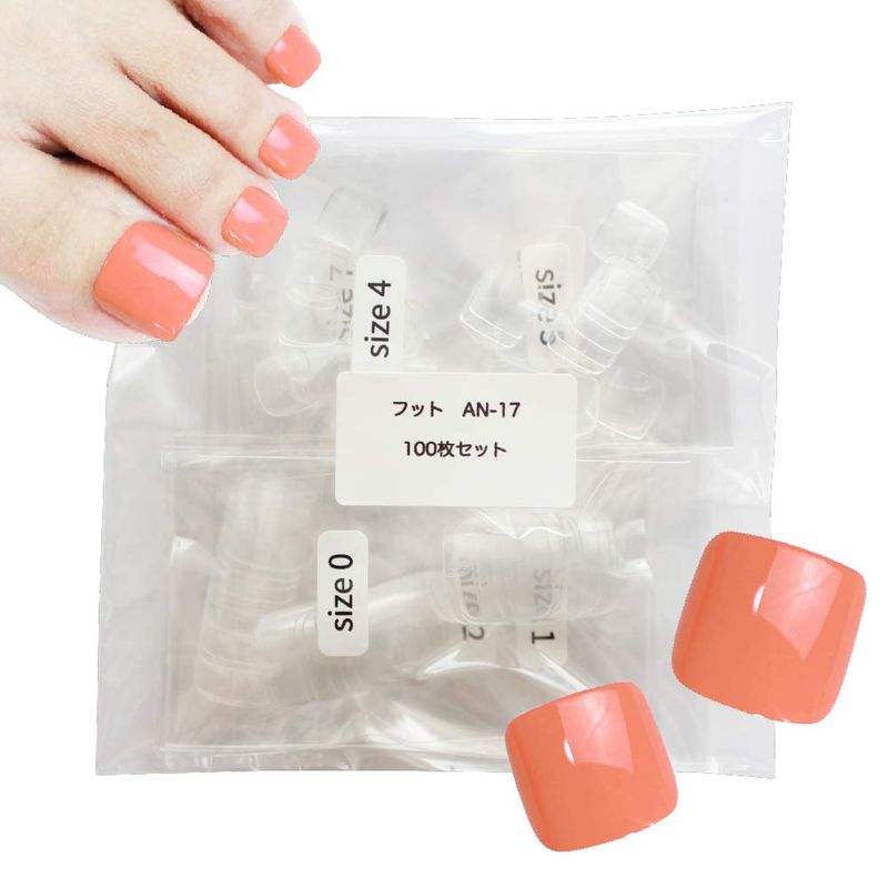 Nail Tips Clear Foot 10 Sizes 100 Pieces AN17 Nail Map Foot Nail Square ...